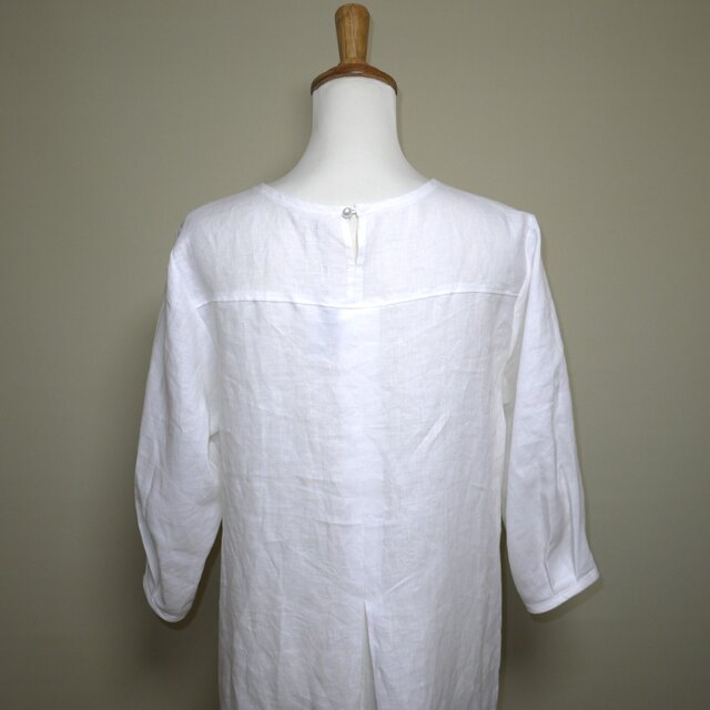 カラーリネン★クラシカルワンピ 七分袖 オフホワイト S・M・L・LL（中厚、リネン100％） | iichi 日々の暮らしを心地よくする ...