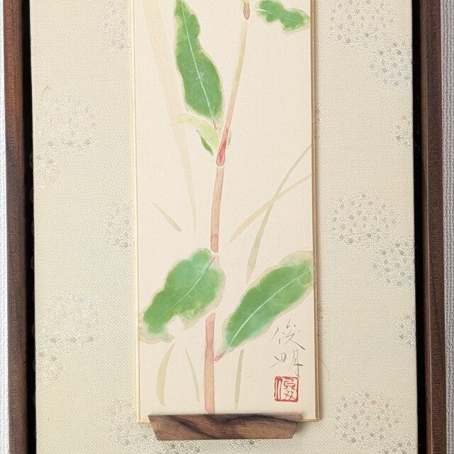 絵短冊 「蓼（たで）の花」（日本画、広幅） | iichi 日々の暮らしを心地よくするハンドメイドやアンティークのマーケットプレイス