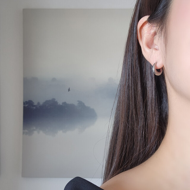 黄昏月のピアス★サージカルステンレス・中空モチーフのスタッドピアス ～Silver/Gold | iichi 日々の暮らしを心地よくするハンドメイドやアンティークのマーケットプレイス