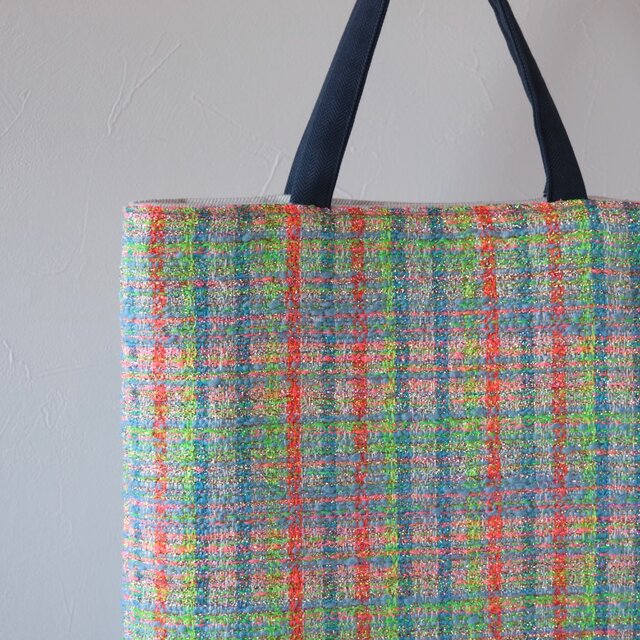マルチカラーツィード インポートファブリック プチトートバッグ M | iichi 日々の暮らしを心地よくするハンドメイドやアンティークのマーケットプレイス