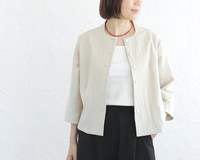 凛とした大人の装いに 桐七炊きコットンリネン はおりジャケット（生成り）CO12 | iichi 日々の暮らしを心地よくするハンドメイドやアンティークのマーケットプレイス