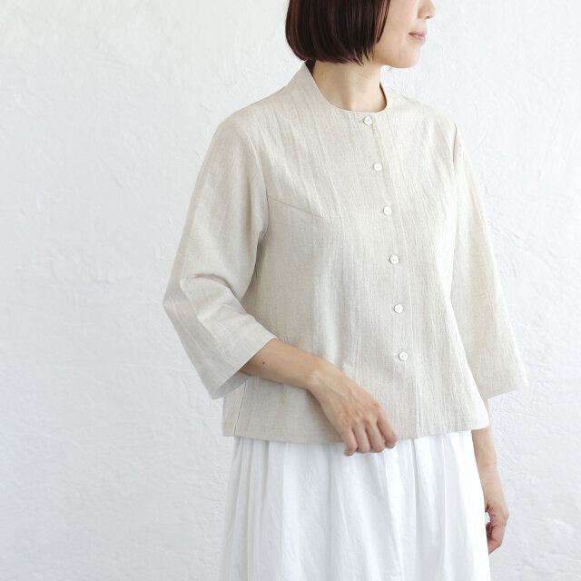 凛とした大人の装いに 桐七炊きコットンリネン はおりジャケット（生成り）CO12 | iichi 日々の暮らしを心地よくするハンドメイドやアンティークのマーケットプレイス