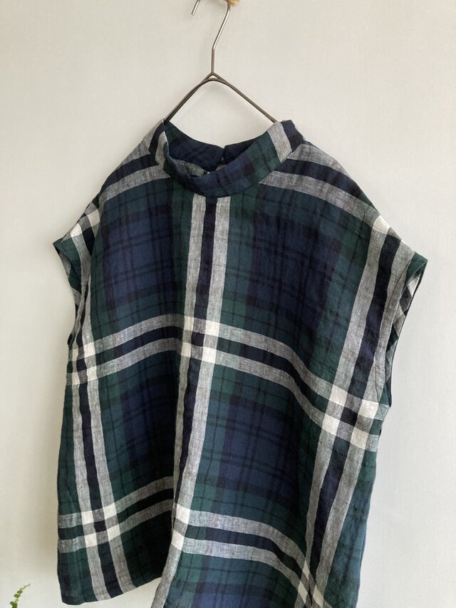 リネンタータンチェックブラウス | iichi 日々の暮らしを心地よくするハンドメイドやアンティークのマーケットプレイス