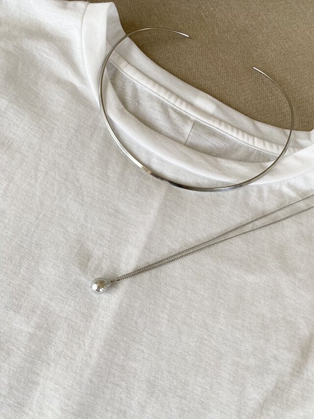 Simple Metal Necklaces ステンレスチョーカーレイヤードネックレス 2本Set | iichi 日々の暮らしを心地よくするハンドメイドやアンティークのマーケットプレイス