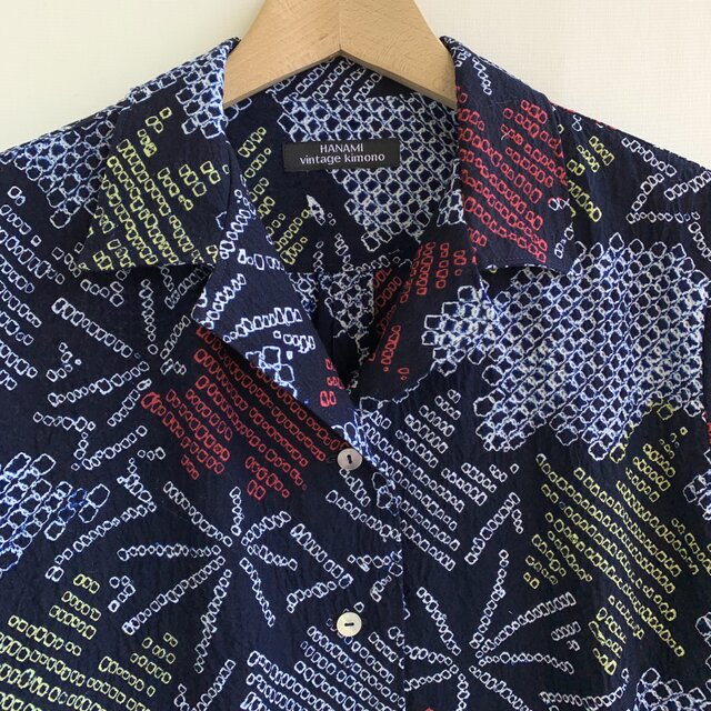 絞り浴衣アロハシャツ MLサイズ | iichi 日々の暮らしを心地よくするハンドメイドやアンティークのマーケットプレイス