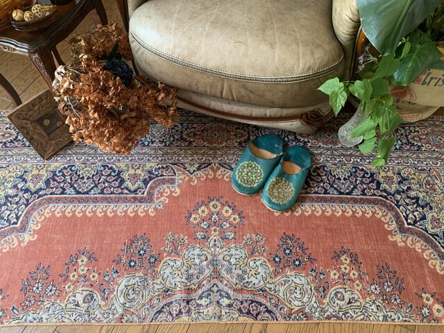 トルコヴィンテージラグ 215×71ロングランナー カイセリ アンティークピンク | iichi 日々の暮らしを心地よくするハンドメイドやアンティークのマーケットプレイス