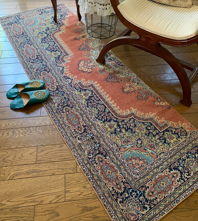 トルコヴィンテージラグ 215×71ロングランナー カイセリ アンティークピンク | iichi 日々の暮らしを心地よくするハンドメイドやアンティークのマーケットプレイス