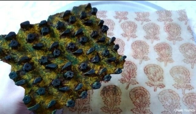 みつろうエコラップまるL：黄色 花柄 〈インド綿 ブロックプリント エコラップ エコ〉 | iichi 日々の暮らしを心地よくするハンドメイドやアンティークのマーケットプレイス