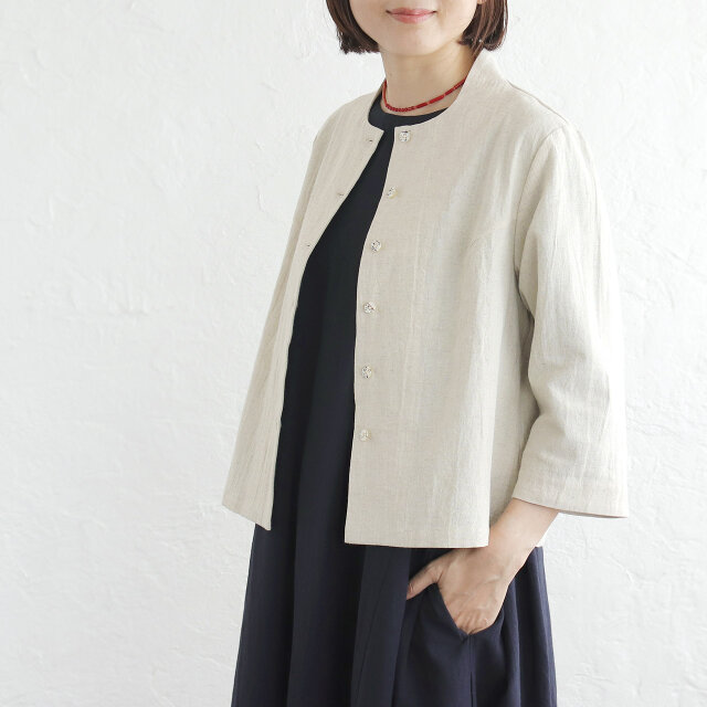 秋の始まりに ゆったり細見え 東炊きコットンリネン サイドタックワンピース（ネイビー）OP37 | iichi 日々の暮らしを心地よくするハンドメイドやアンティークのマーケットプレイス