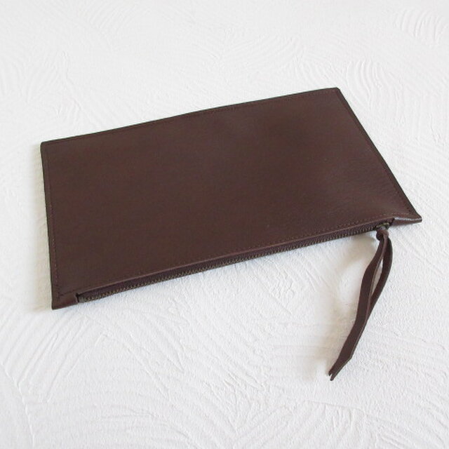 A6対応♪《ゴートスキン》フラットマルチケース・ダークブラウン・0318 | iichi 日々の暮らしを心地よくするハンドメイドやアンティークのマーケットプレイス