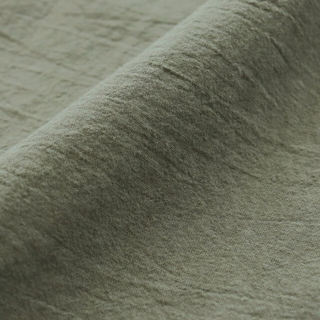 秋の始まりに ゆったり細見え 東炊きコットンリネン サイドタックワンピース（カーキ）OP37 | iichi 日々の暮らしを心地よくするハンドメイドやアンティークのマーケットプレイス