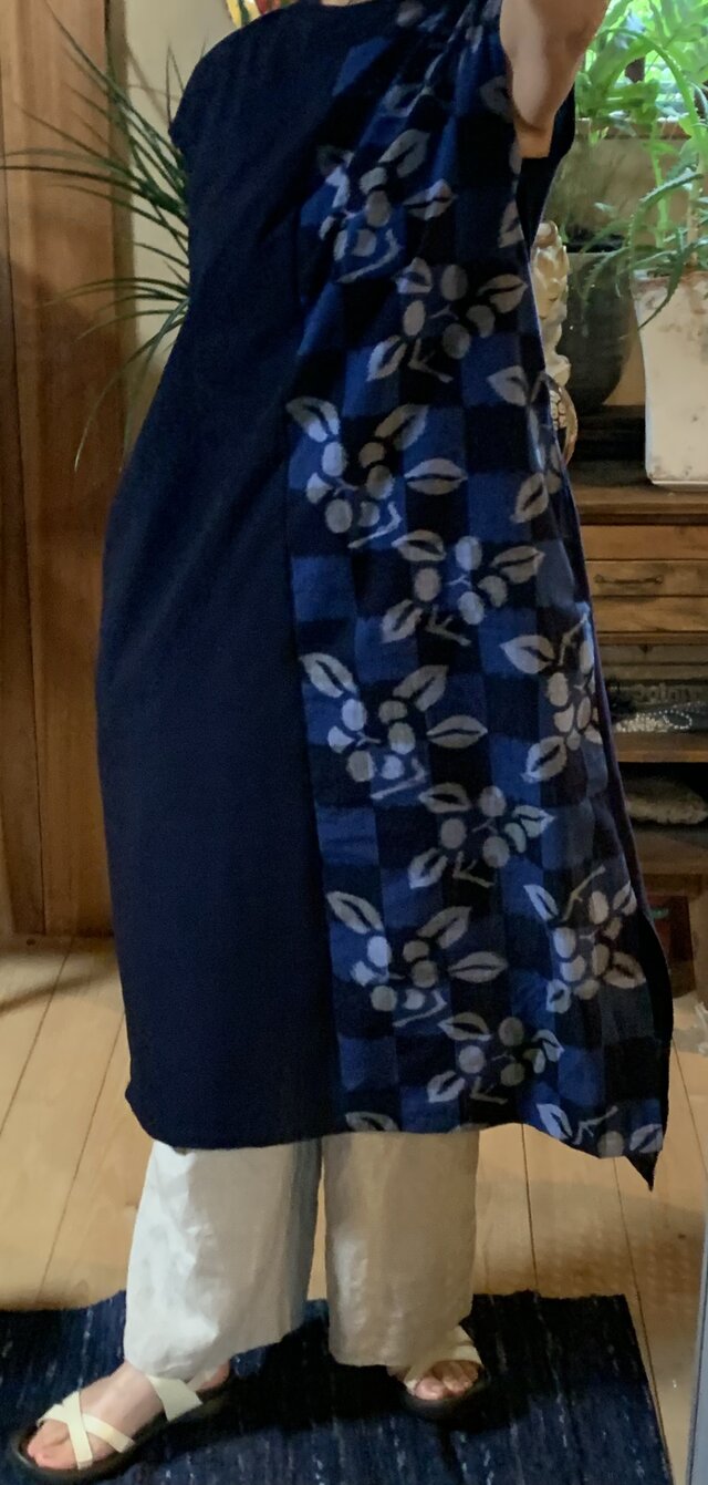 久留米絣スタンドネックワンピース | iichi 日々の暮らしを心地よくするハンドメイドやアンティークのマーケットプレイス