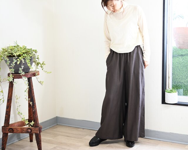 【new arrival】set up：万能コーデのリネンワンピース&フレアワイドパンツ：長シーズン | iichi 日々の暮らしを心地よくするハンドメイドやアンティークのマーケットプレイス