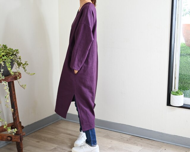 【new arrival】葡萄色：万能コーデのリネンワンピース：長シーズン | iichi 日々の暮らしを心地よくするハンドメイドやアンティークのマーケットプレイス