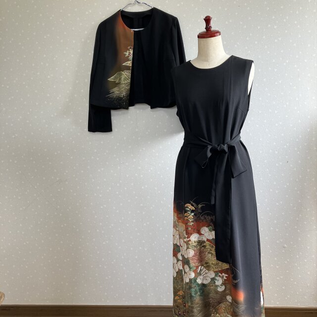 No.156ノースリーブワンピースとボレロL〜L L13号留袖ドレス | iichi 日々の暮らしを心地よくするハンドメイドやアンティークのマーケットプレイス