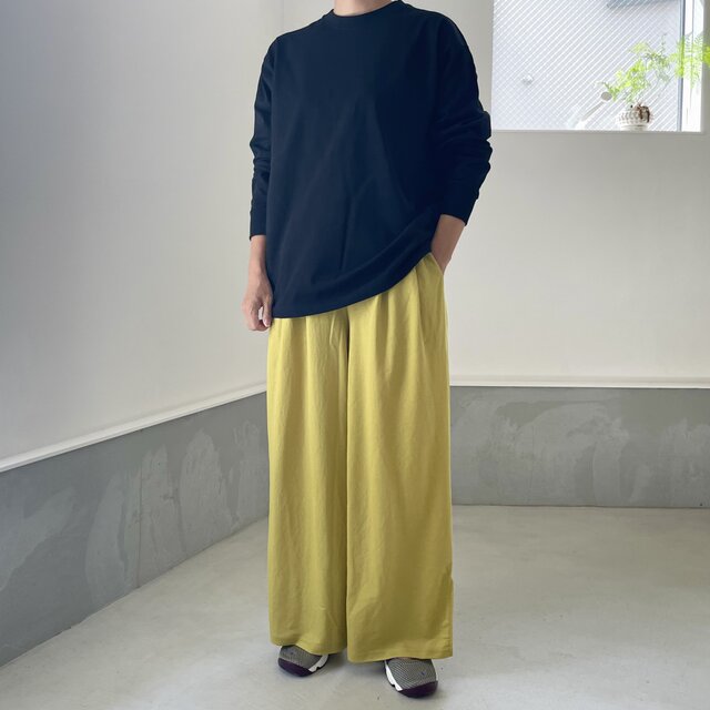 残暑に秋色♪【接触冷感】サイドスリット イージーワイドパンツ 4色展開【イエロー】『2025リデザイン』 | iichi 日々の暮らしを心地よくするハンドメイドやアンティークのマーケットプレイス