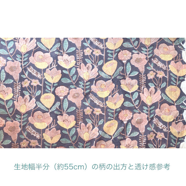 インド ブロックプリント生地 [50cm単位] Sanganeri花畑 ブルーフラワーXホワイト地 PP IF0325 | iichi 日々の暮らしを心地よくするハンドメイドやアンティークの ...