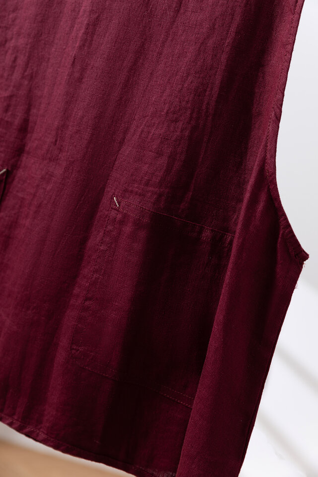 ★サンプルセール 1点のみ★年中着回し可能 前後2wayベスト リネンベスト リネン 100％ レッド（05） | iichi 日々の暮らしを心地よくするハンドメイドやアンティークのマーケットプレイス