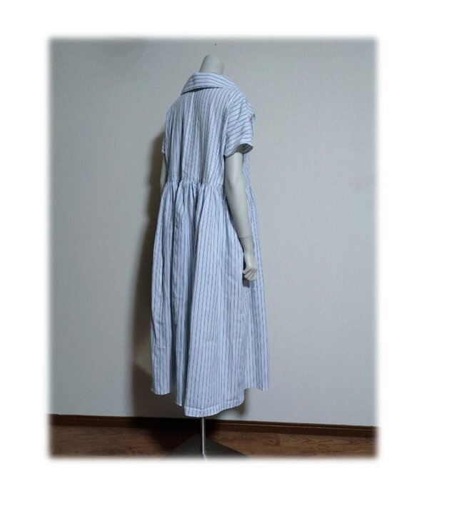 477 1点物 抜き衿レトロワンピース デッドストック浴衣地 ストライプ 昭和レトロ イタリアンカラ― 涼しい 夏のお出かけ | iichi 日々の暮らしを心地よくするハンドメイドや ...