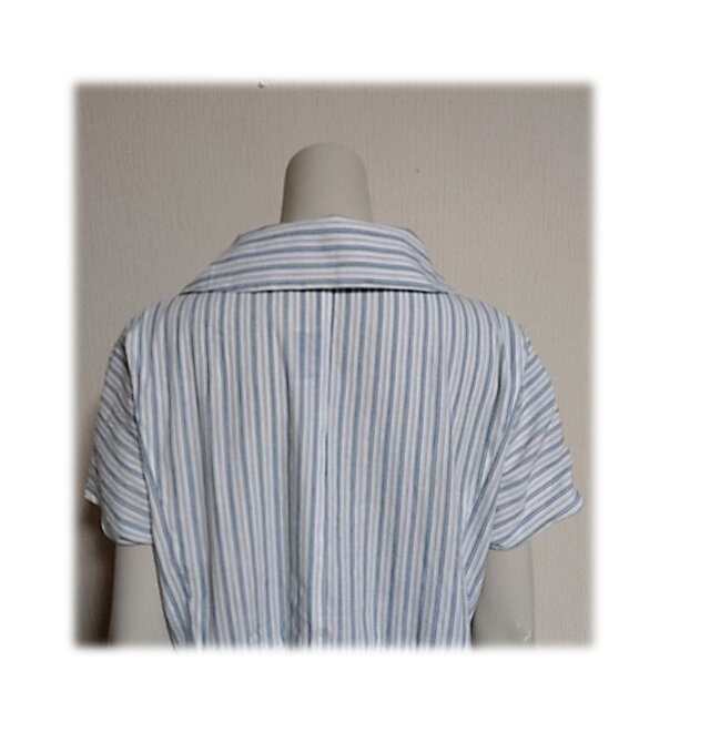 477 1点物 抜き衿レトロワンピース デッドストック浴衣地 ストライプ 昭和レトロ イタリアンカラ― 涼しい 夏のお出かけ | iichi 日々の暮らしを心地よくするハンドメイドや ...