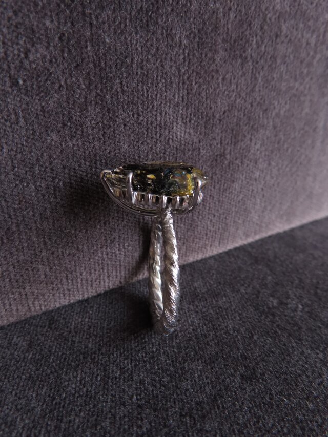 SV Black tourmaline Limonite in quartz Ring | iichi 日々の暮らしを心地よくするハンドメイドやアンティークのマーケットプレイス
