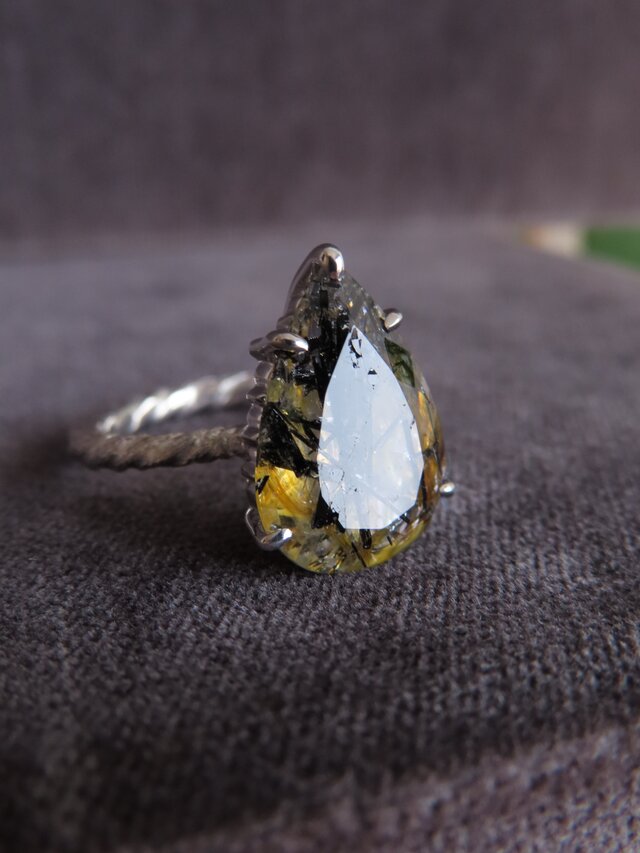 SV Black tourmaline Limonite in quartz Ring | iichi 日々の暮らしを心地よくするハンドメイドやアンティークのマーケットプレイス