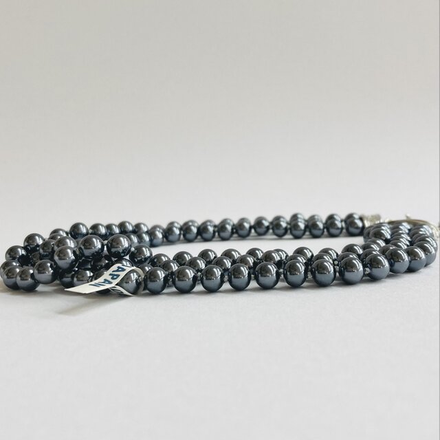 ガラスパール3連オールノットチョーカーネックレス/約6mm約33cm+5cm/ガンメタル/made in japan | iichi 日々の暮らしを心地よくするハンドメイドやアンティークの ...