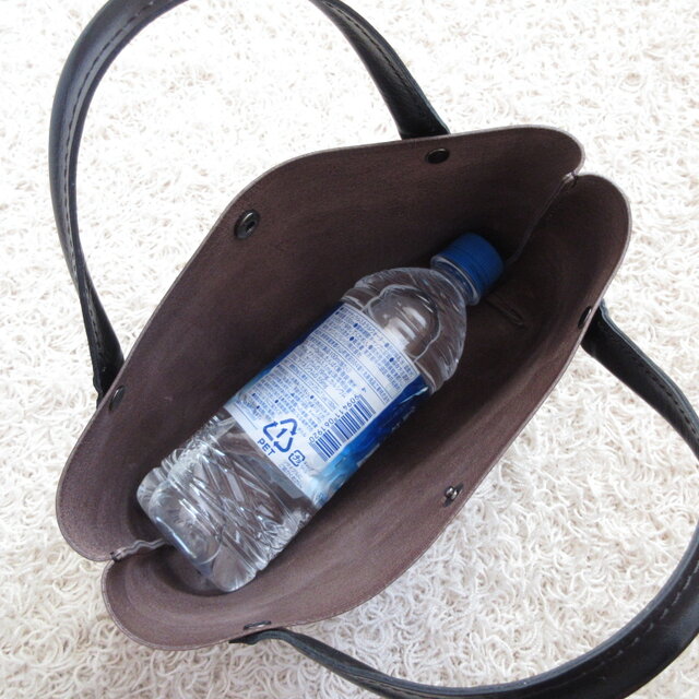 小さくも収納抜群♪《牛革》レクタングル☆ミニトート・ダークブラウン・スムース・0625 | iichi 日々の暮らしを心地よくするハンドメイドやアンティークのマーケットプレイス