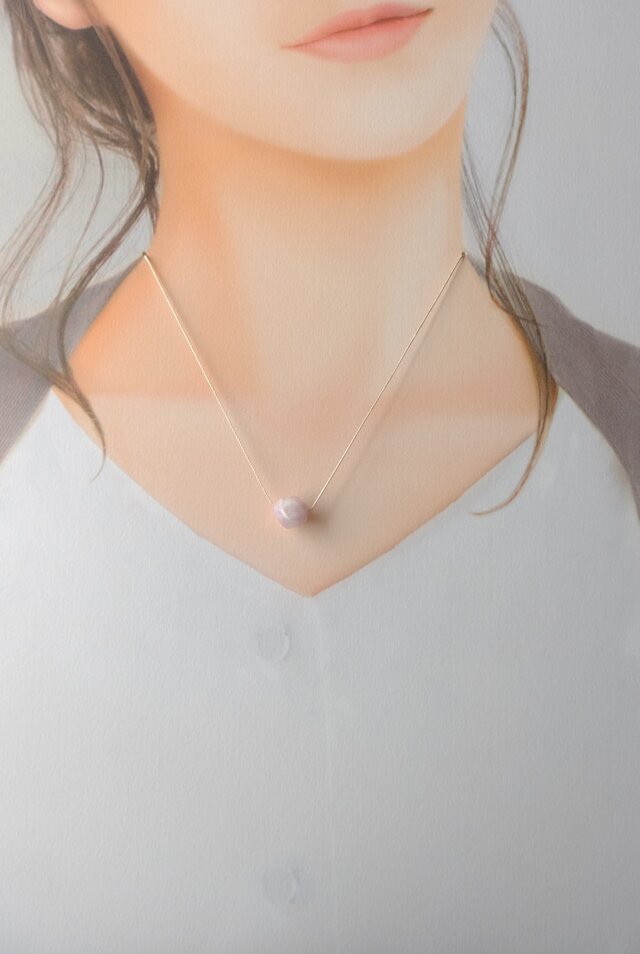 134【数量限定】【天然石】クンツァイト（大） 14kgf 肌にやさしい絹糸のネックレス 糸の色＆長さえらべます | iichi 日々の暮らしを心地よくするハンドメイドやアンティークの ...