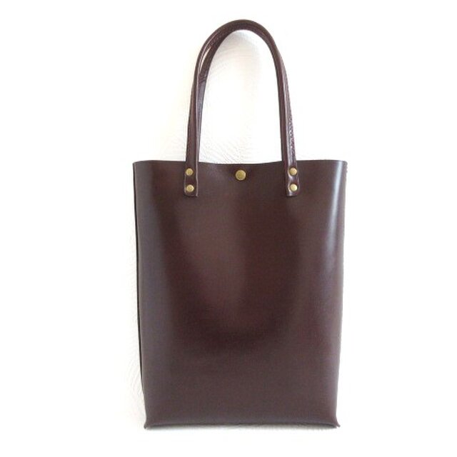 《牛革》A4対応・ワンレザータイプ♪タンニン・スムースレザー・タテ型トート・0423 | iichi 日々の暮らしを心地よくするハンドメイドやアンティークのマーケットプレイス