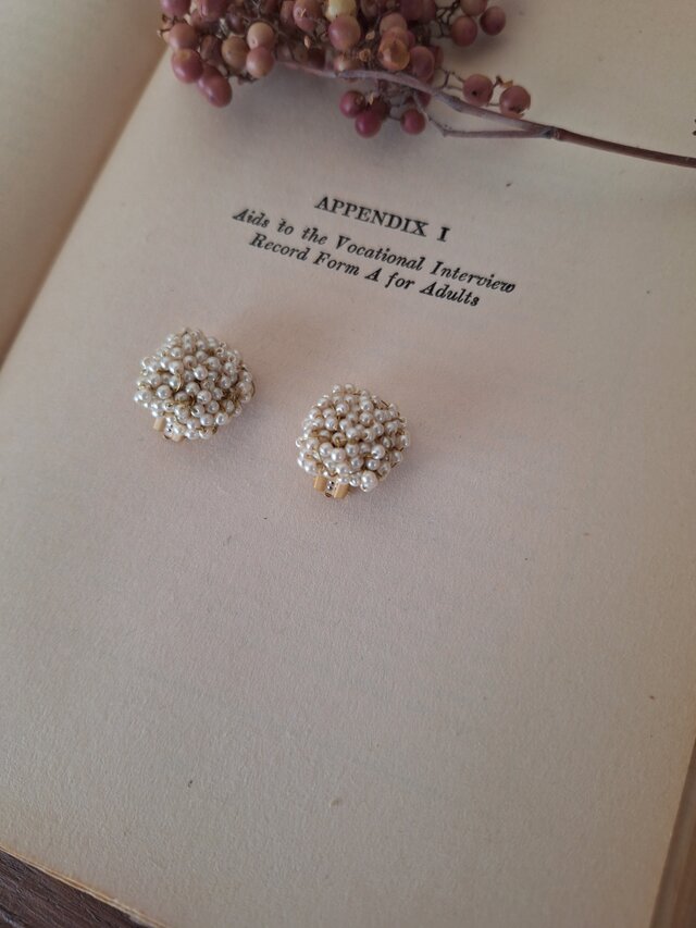 ましろの粒 イヤリング Mashiro no Tsubu Earrings | iichi 日々の暮らしを心地よくするハンドメイドやアンティークのマーケットプレイス