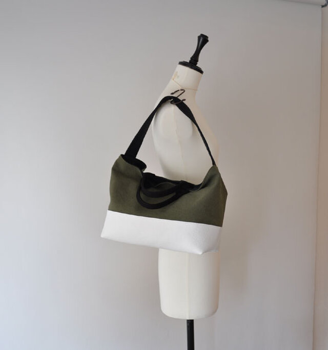 2wayコンビトート オリーブカーキ | iichi 日々の暮らしを心地よくするハンドメイドやアンティークのマーケットプレイス