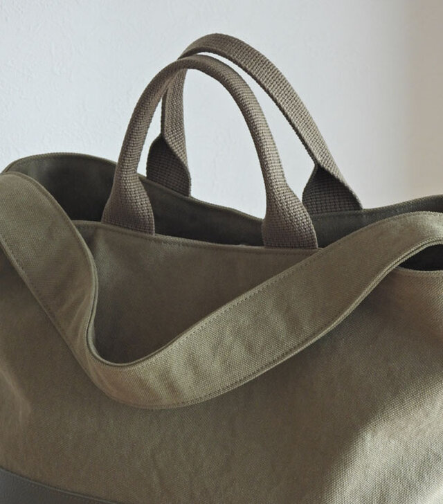 2wayコンビトート オリーブカーキ | iichi 日々の暮らしを心地よくするハンドメイドやアンティークのマーケットプレイス