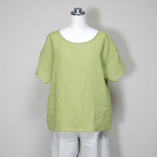 リネンのシンプルTシャツ 【ナチュラルリネン ライト】 ライム フリーサイズ（リネン100％） | iichi 日々の暮らしを心地よくするハンドメイドやアンティークのマーケットプレイス