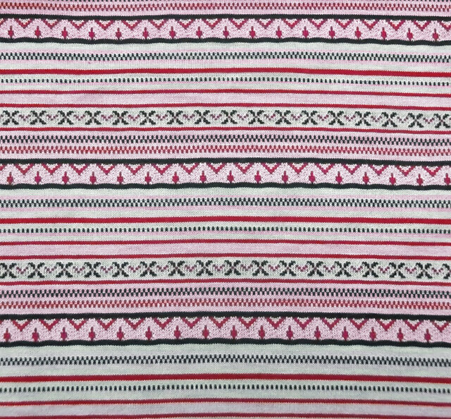 ゆったりルーズ・リブ付ベレー帽 フォークロア調コットンニット／レッドmix 小顔効果・オールシーズン着用 | iichi 日々の暮らしを心地よくするハンドメイドやアンティークのマーケットプレイス