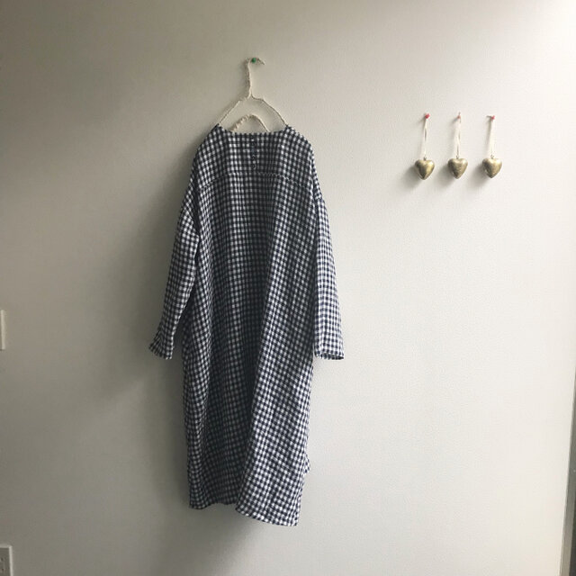 チェックリネンのワンピース（o-op-031) | iichi 日々の暮らしを心地よくするハンドメイドやアンティークのマーケットプレイス
