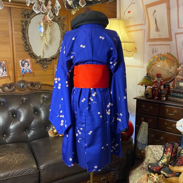 着物リメイクワンピース ミニミディ｜洗える化繊素材＆名古屋帯サッシュベルト付き レトロ 古着 ハンドメイド KW-1084 | iichi 日々の暮らしを心地よくするハンドメイドやアンティーク ...