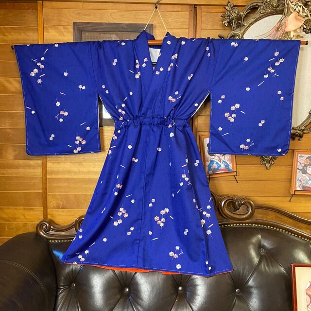 着物リメイクワンピース ミニミディ｜洗える化繊素材＆名古屋帯サッシュベルト付き レトロ 古着 ハンドメイド KW-1084 | iichi 日々の暮らしを心地よくするハンドメイドやアンティーク ...