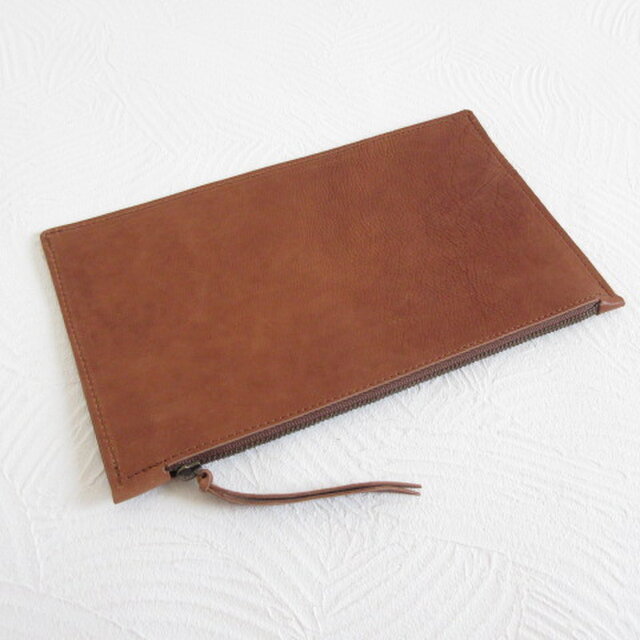 SALE開始～ A6対応・フラットマルチケース《ゴートスキン》ナチュラルシュリンク・ブラウン・0322 | iichi 日々の暮らしを心地よくするハンドメイドやアンティークのマーケットプレイス