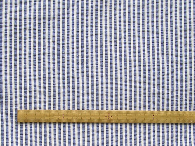 播州織サッカー生地＊ゆったりシルエットのシャツ（青&白3mm幅ストライプ） | iichi 日々の暮らしを心地よくするハンドメイドやアンティークのマーケットプレイス