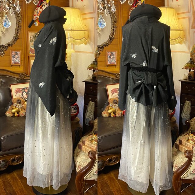 着物 ワンピース ドレス 和洋折衷 コラージュ リメイク 切り替え レトロ 古着 O-66 | iichi 日々の暮らしを心地よくするハンドメイドやアンティークのマーケットプレイス