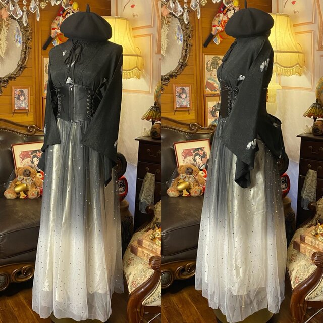 着物 ワンピース ドレス 和洋折衷 コラージュ リメイク 切り替え レトロ 古着 O-66 | iichi 日々の暮らしを心地よくするハンドメイドやアンティークのマーケットプレイス