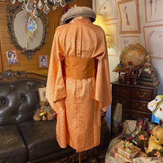 着物リメイクワンピース ドレス ミニミディ 洗える化繊 + 帯サッシュベルト 和洋折衷 KW‑1097 | iichi 日々の暮らしを心地よくするハンドメイドやアンティークのマーケットプレイス