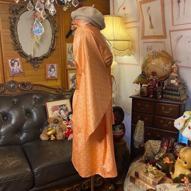 着物リメイクワンピース ドレス ミニミディ 洗える化繊 + 帯サッシュベルト 和洋折衷 KW‑1097 | iichi 日々の暮らしを心地よくするハンドメイドやアンティークのマーケットプレイス