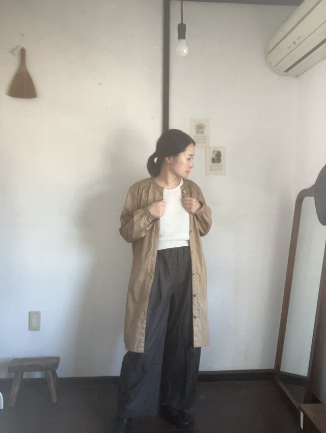 コットングレーのワイドパンツ(053) | iichi 日々の暮らしを心地よくするハンドメイドやアンティークのマーケットプレイス