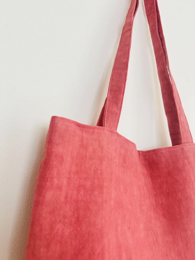 天日干しリネントートbag M ピンク | iichi 日々の暮らしを心地よくするハンドメイドやアンティークのマーケットプレイス