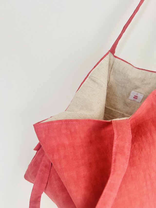 天日干しリネントートbag M ピンク | iichi 日々の暮らしを心地よくするハンドメイドやアンティークのマーケットプレイス