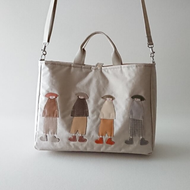 annco nylon 2way bag & eco bag [beige] | iichi 日々の暮らしを心地よくするハンドメイドやアンティークのマーケットプレイス