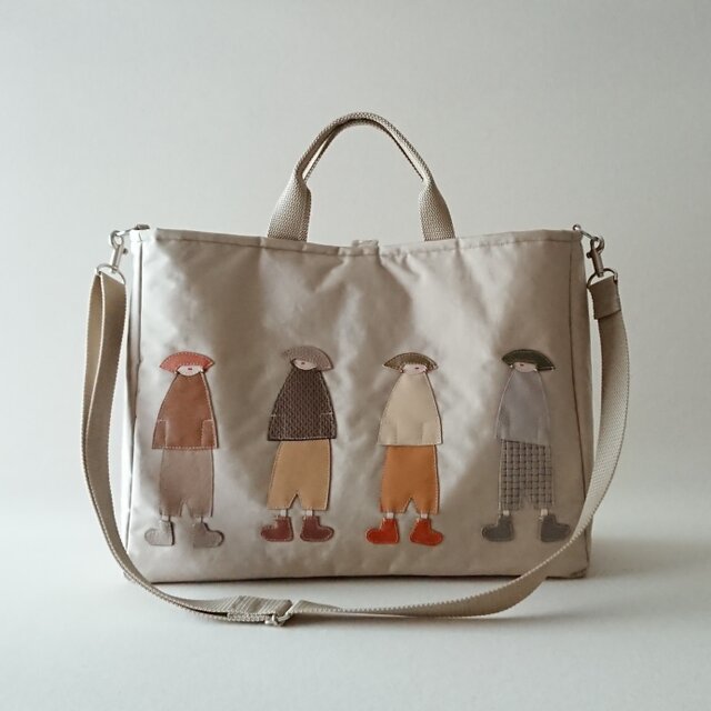 annco nylon 2way bag & eco bag [beige] | iichi 日々の暮らしを心地よくするハンドメイドやアンティークのマーケットプレイス