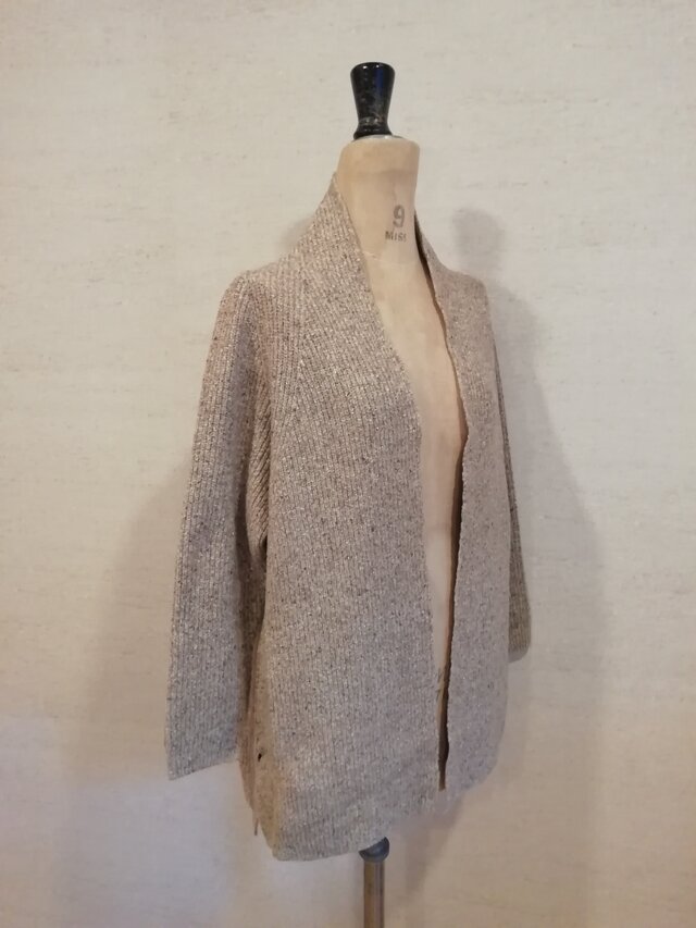 【特別提供品】シルクウールツイードショールアウター ベージュ杢 | iichi 日々の暮らしを心地よくするハンドメイドやアンティークのマーケットプレイス